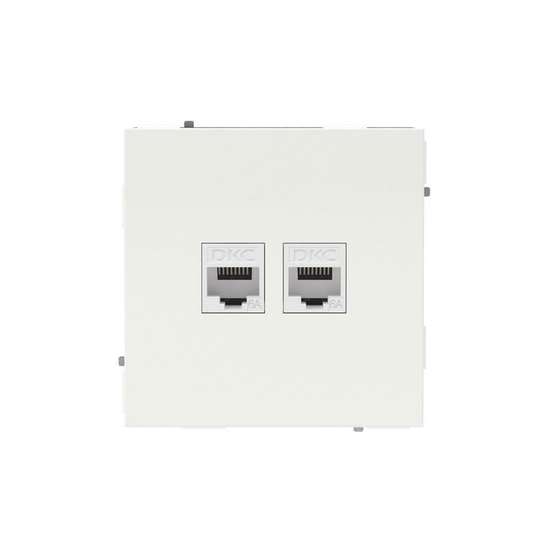Розетка компьютерная 2-м KANT RJ45 кат.6A без шторки бел. магнолия DKC 7000674