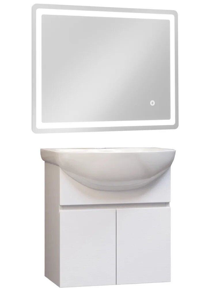 Мебель для ванной комнаты Vigo Wing 50 белая матовая, зеркало Коломна 55x75