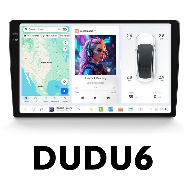 Мультимедийный центр Mekede DUDU6 / Android 10, 10 дюймов, 2K, 6/64GB, 8 ядер, DSP, 4G