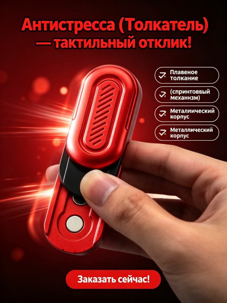 Антистрессовая -игрушка: компактный металлический фиджет с кликающим откликом набор из 2 цветов (голубой + красный)