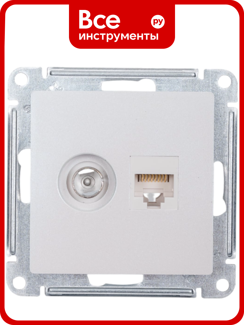Двойная компьютерная+ТВ розетка Systeme Electric ATLASDESIGN RJ45+TV, категория 5E, жемчуг