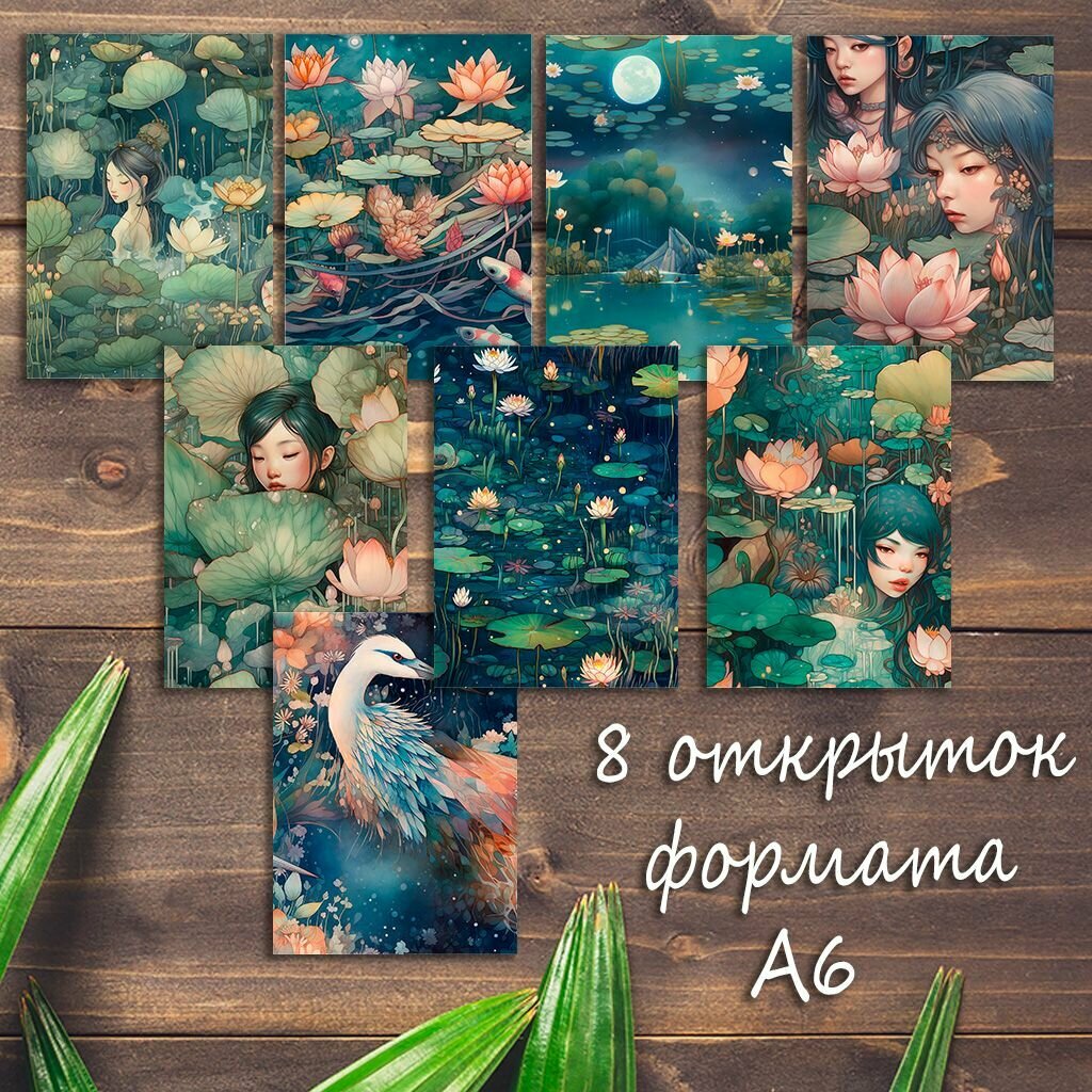 Большой набор открыток Подводный мир, 8 штук