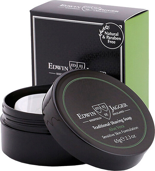 Edwin Jagger Мыло для бритья с алоэ вера, дорожный формат Shaving Soap Aloe Vera Travel Container 200ml