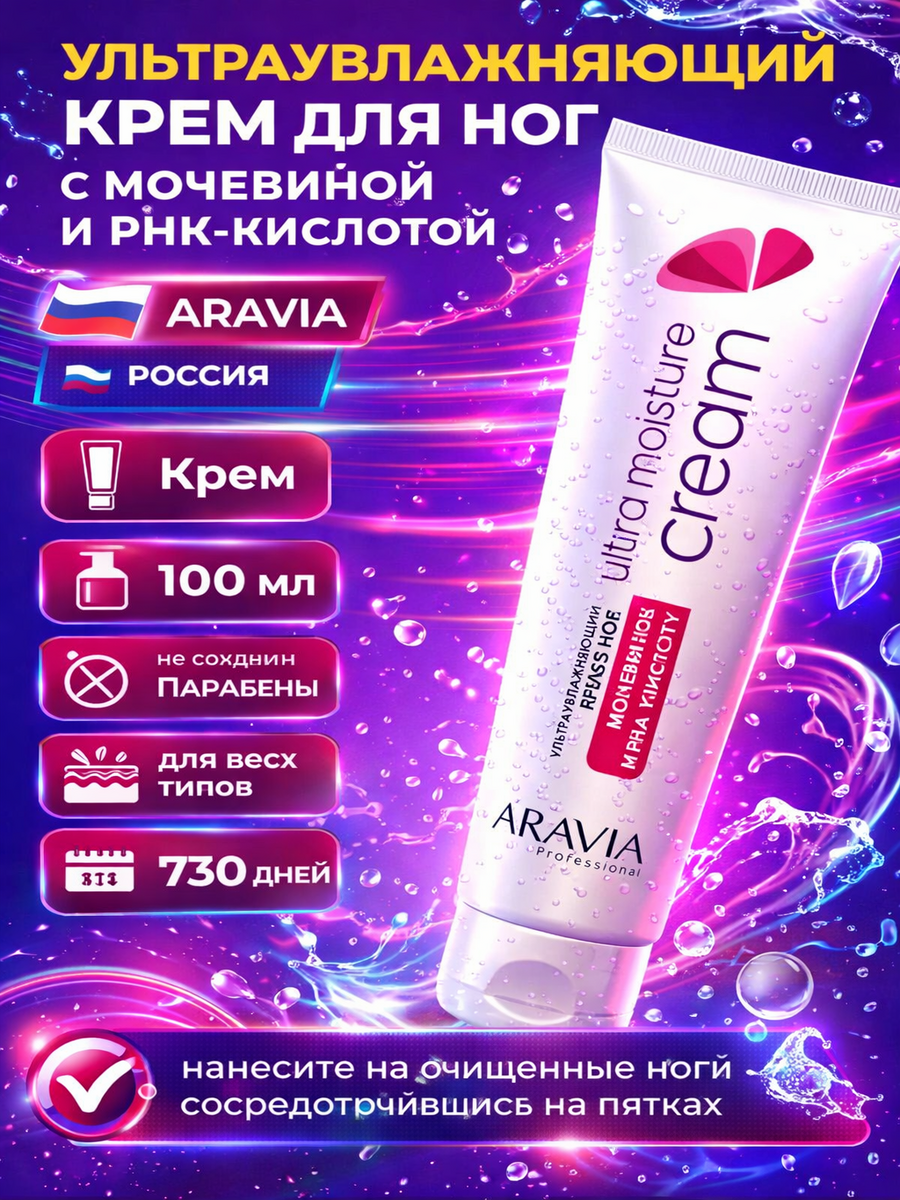 Крем для ног Aravia Professional с мочевиной и рна-кислотой, 100мл
