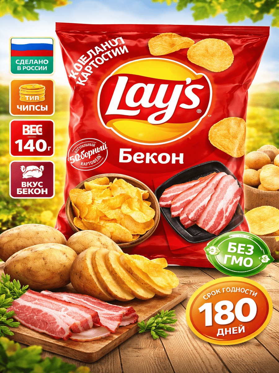 Чипсы Lay's бекон, 140г