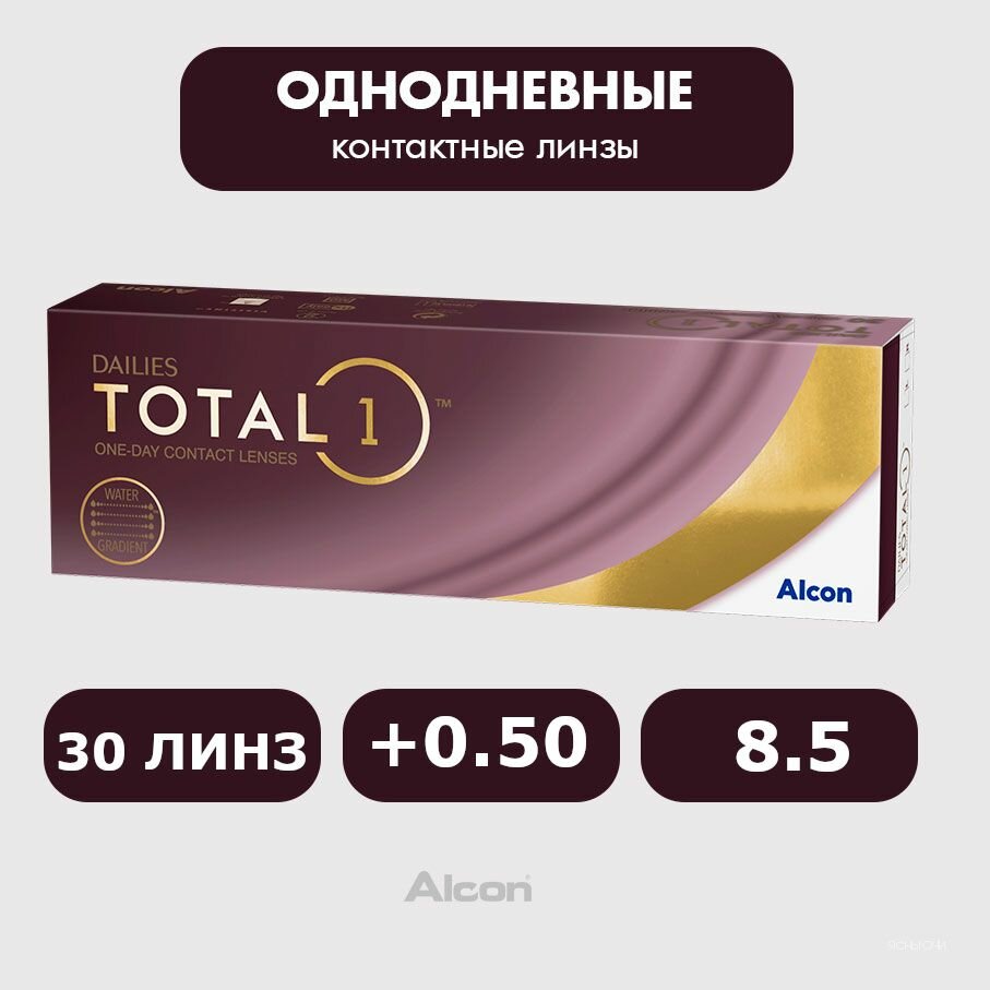 Alcon Dailies Total1 (30 линз), 8.5, +0.50