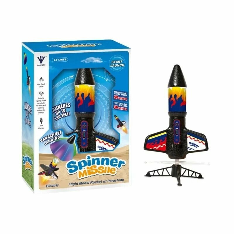 Flying Parachute Spacecraft-Teme Toy для семейных игр на открытом воздухе космический корабль Motorized