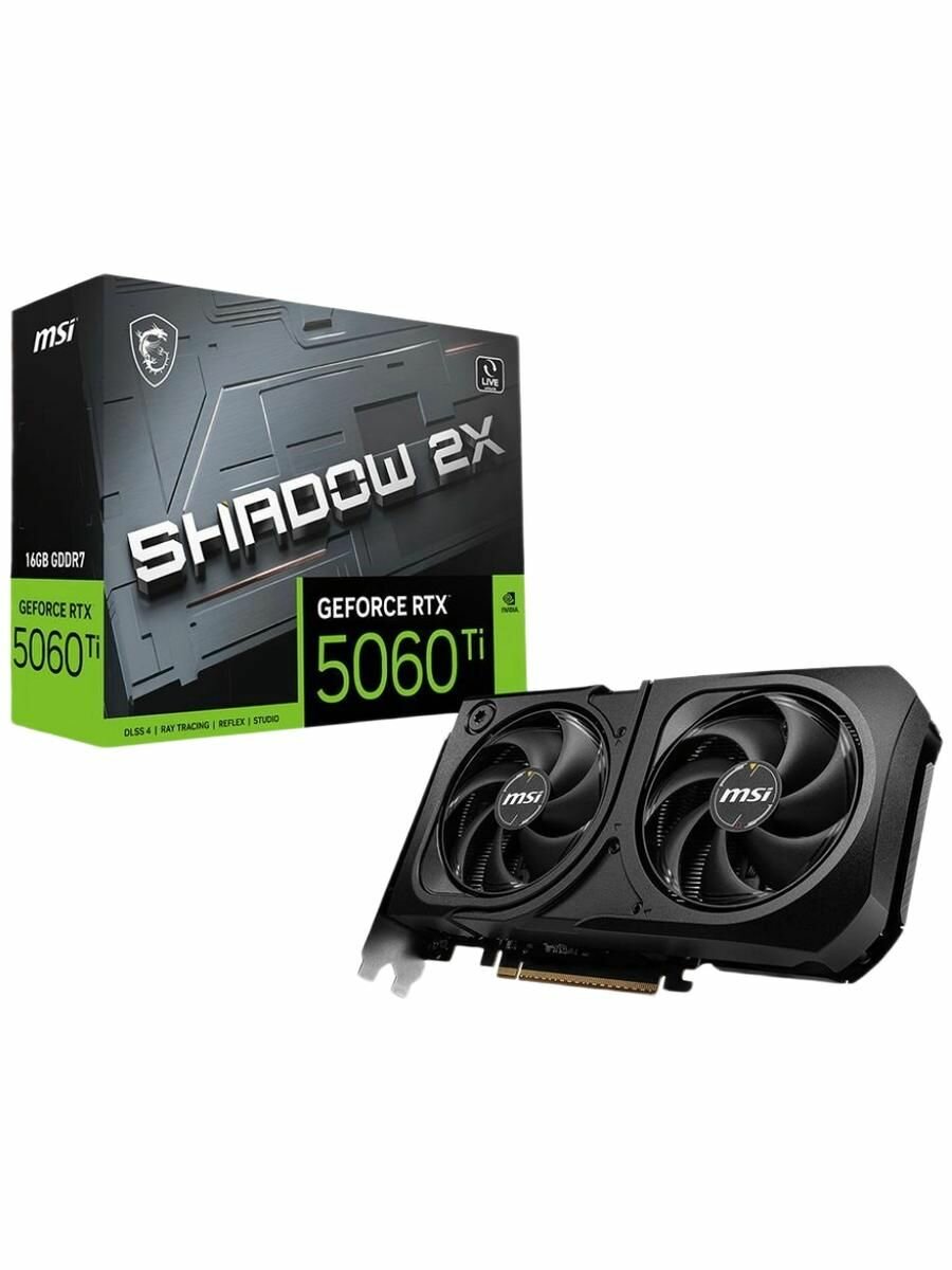 Видеокарта MSI RTX 5060 Ti SHADOW 2X PLUS, NVIDIA RTX 5060 Ti, 16 ГБ GDDR7