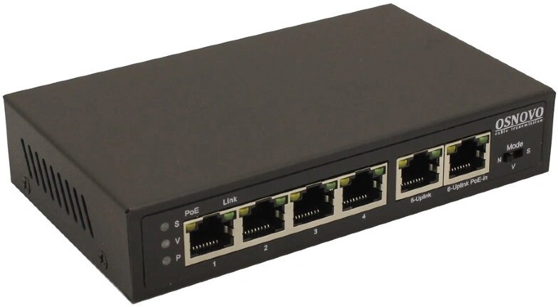 Коммутатор Osnovo SW-20600/D (L2) 100Мбит/с 4PoE 87W неуправляемый