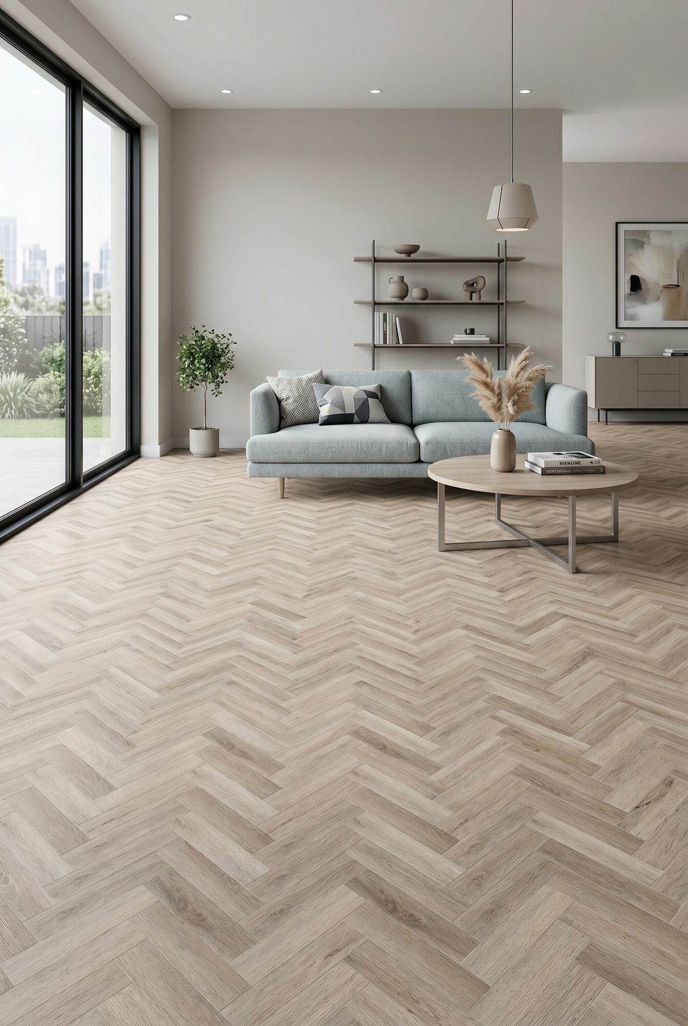 Ламинат напольный кварц виниловый елочка тэрос 4V-groove фаска (630х126х4,3мм) 16шт/уп 1,27м2