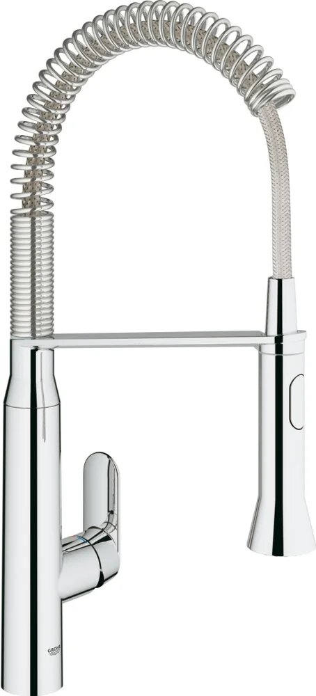 Смеситель для кухни Grohe K7 31379000 с гибким изливом, с поворотным изливом, хром, глянцевый, однорычажный, латунный, с керамическим картриджем