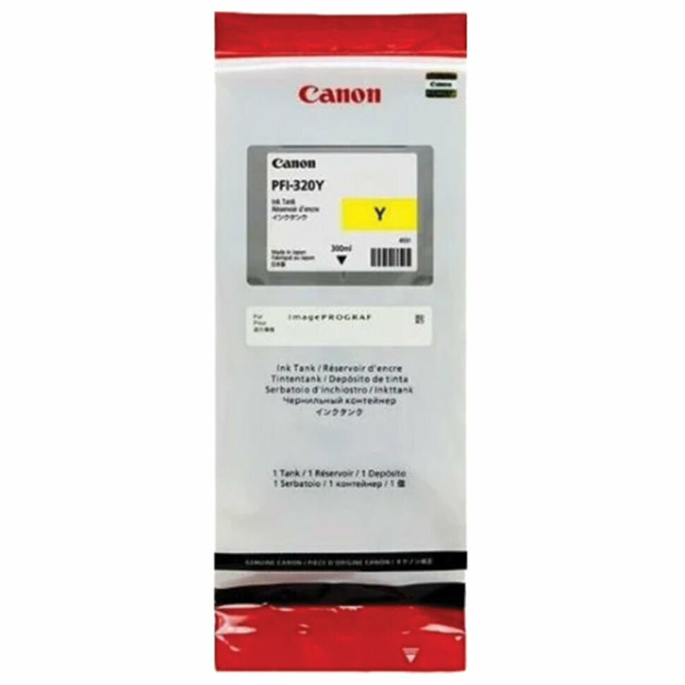 Картридж струйный CANON (PFI-320Y) для imagePROGRAF TM-200/205/300/305, желтый, 300 мл, оригинальный, 2893C001, 363501