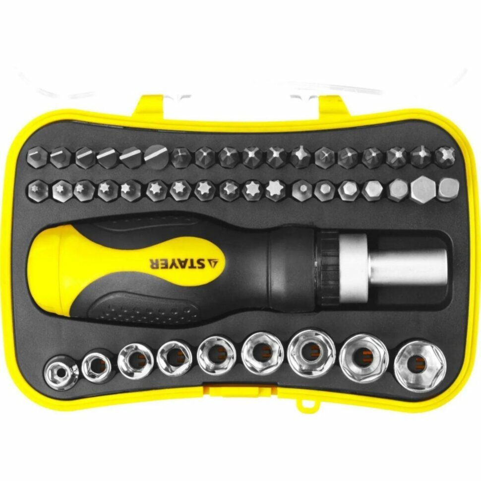 Отвертка реверсивная с насадками 46 шт мм Stayer Compact-46 25084-H46, 1255175