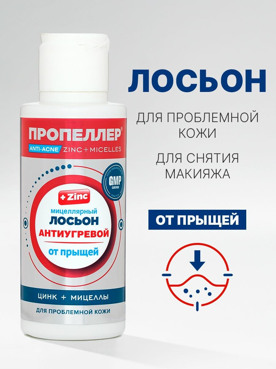 Пропеллер Лосьон от прыщей с цинком, для проблемной кожи, от акне,100 мл