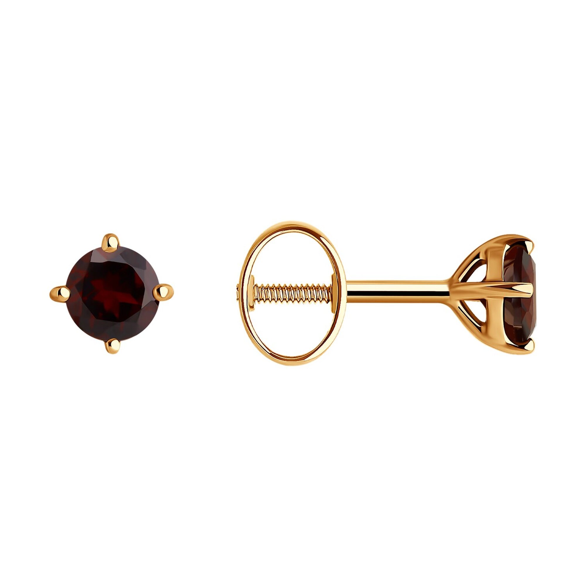 Серьги, красное золото, 585 проба, гранат