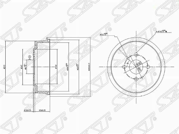 Барабан тормозной SAT ST-96175281 CHEVROLET LANOS T100/NUBIRA J100/J150 97-03