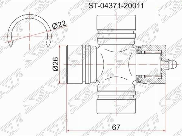 Крестовина SAT ST-04371-20011 кардана FR TY TownAce Noah 4WD CR/SR5#