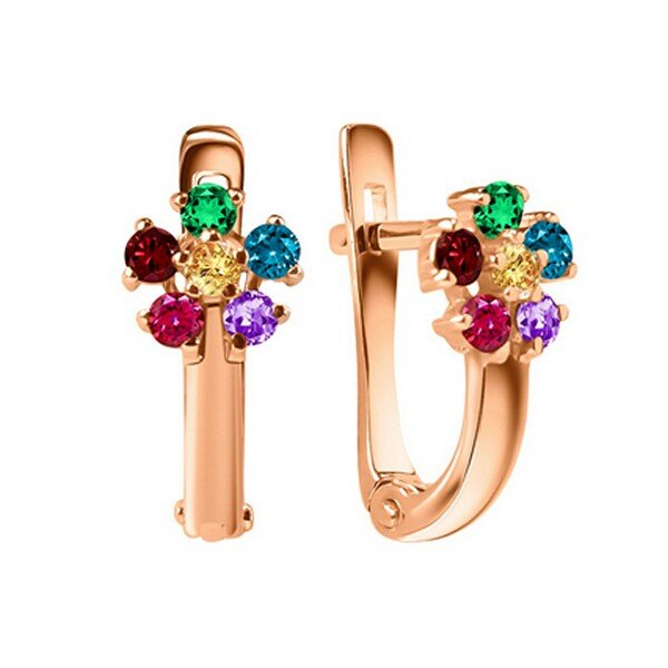 Серьги, красное золото, 585 проба, фианит
