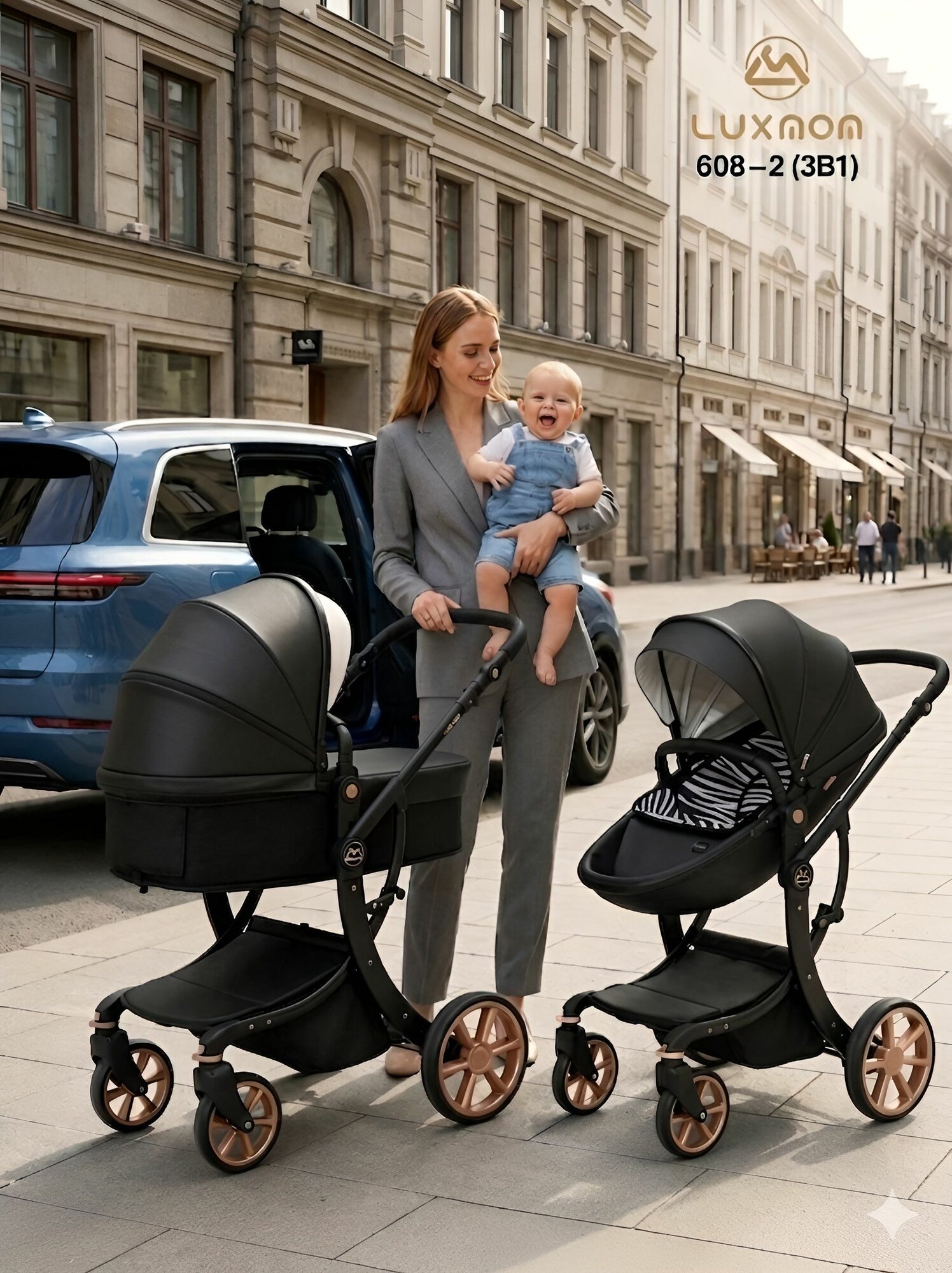Детская коляска трансформер 2 в 1 Luxmom Voondo NEW 2026 для новорожденных Полный комплект