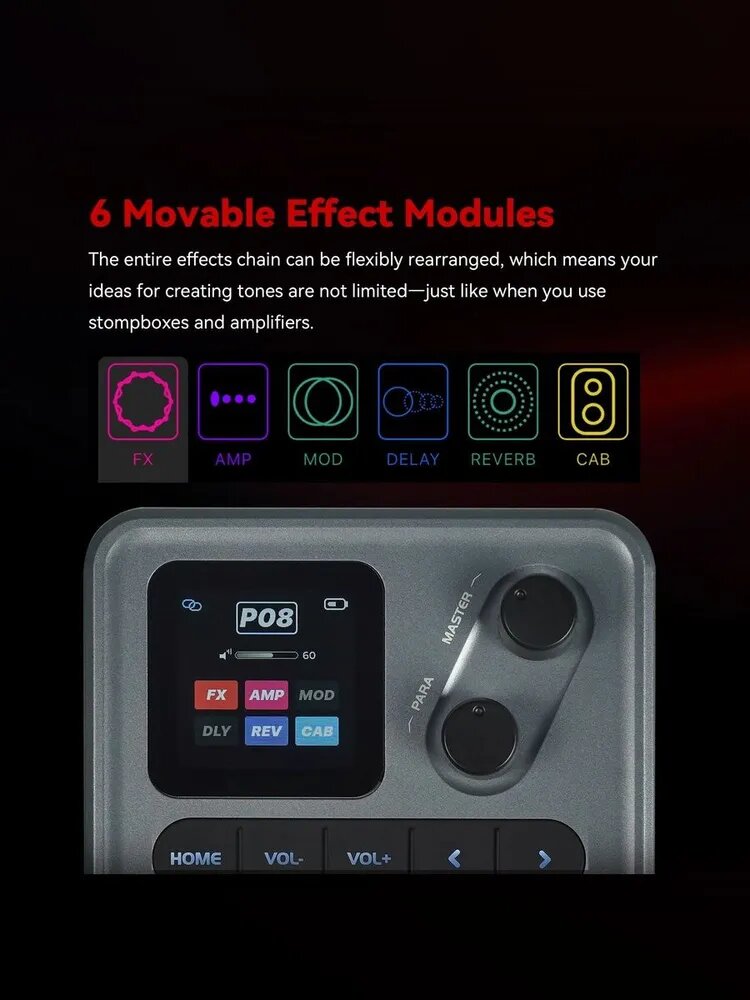 M-VAVE Pocket AMP Портативный мультиэффект-процессор для электрогитары/бас-гитары