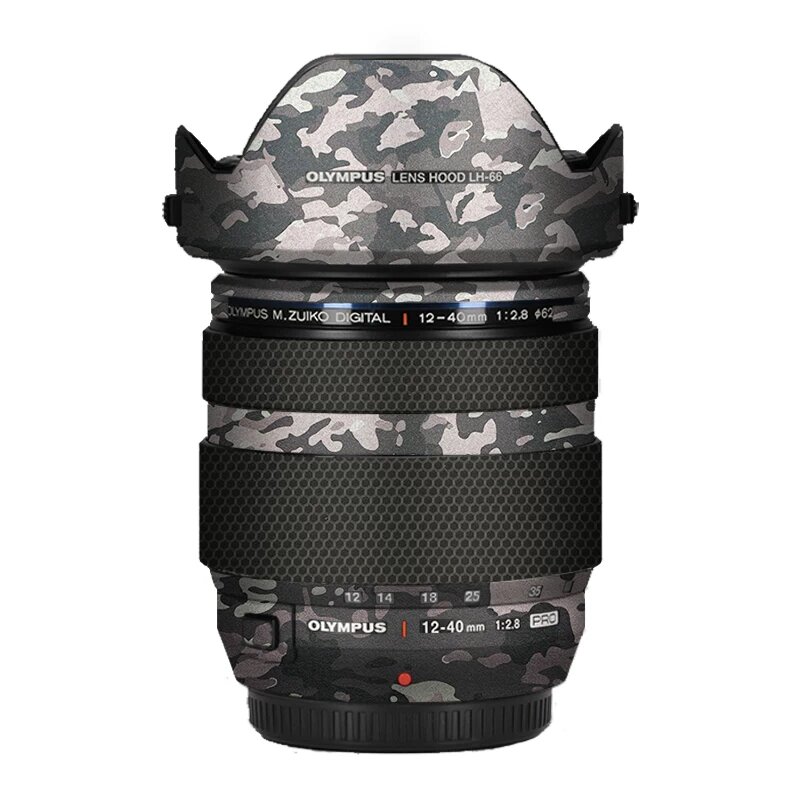 Защитная пленка для объектива Olympus 12-40mm f/2.8 PRO камуфляжная черная, устойчивая к царапинам, экранная защита