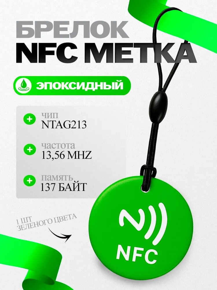 NFC метка-брелок эпоксидный для автоматизации, для amiibo, умный дом (электронная визитка) Черный цвет, 1шт.