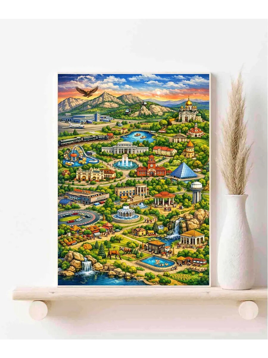 Минеральные Воды, Россия, Fantasy Map, Карта, Плакат 30x42с