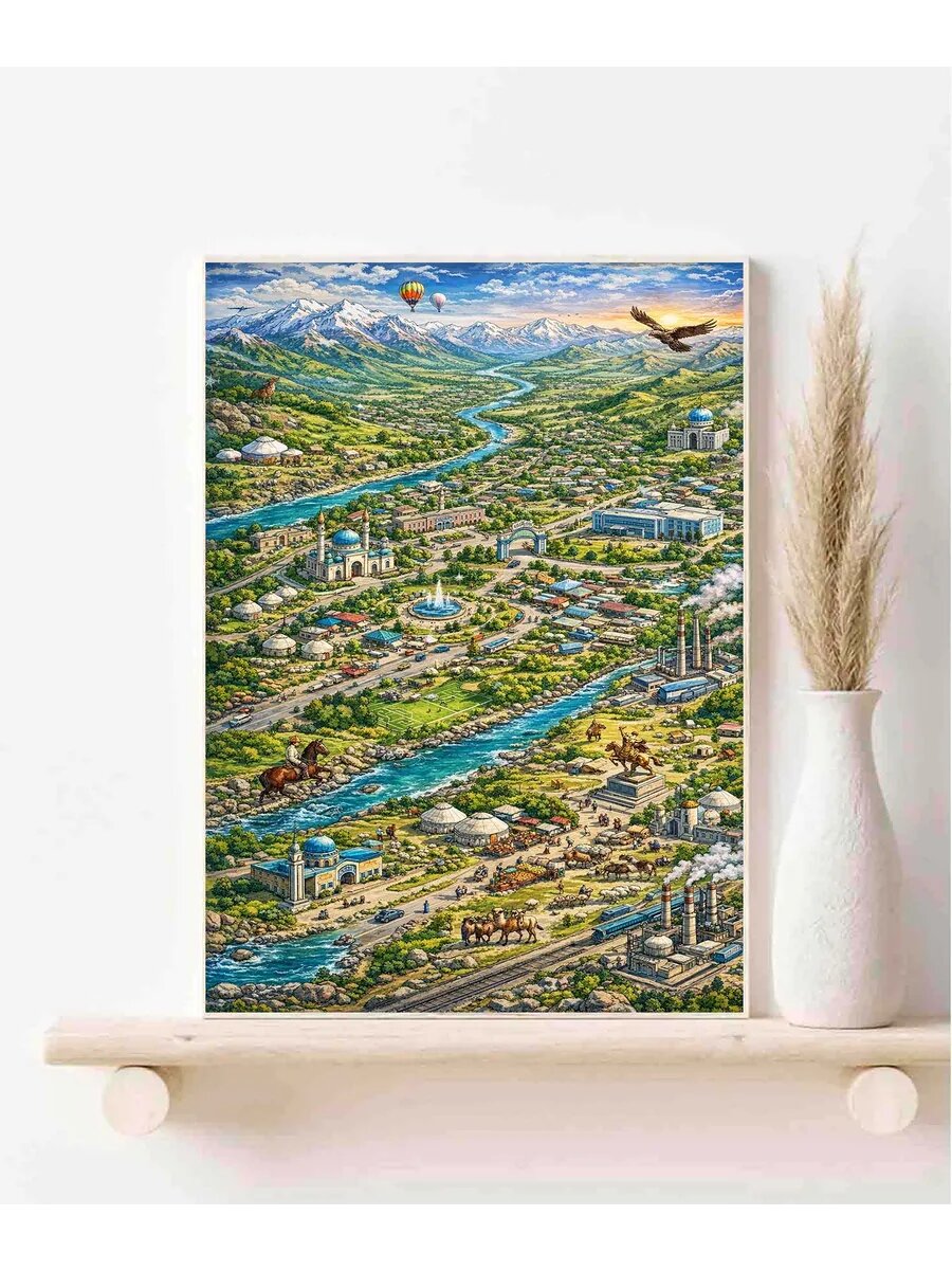 Кочкор-Ата, Кыргызстан, Fantasy Map, Карта, Плакат 30x42см