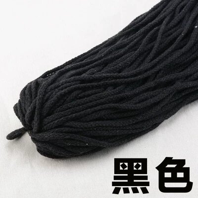 5мм восьмипрядная хлопковая веревка черный для DIY карманов, ручной работы и аксессуаров одежды