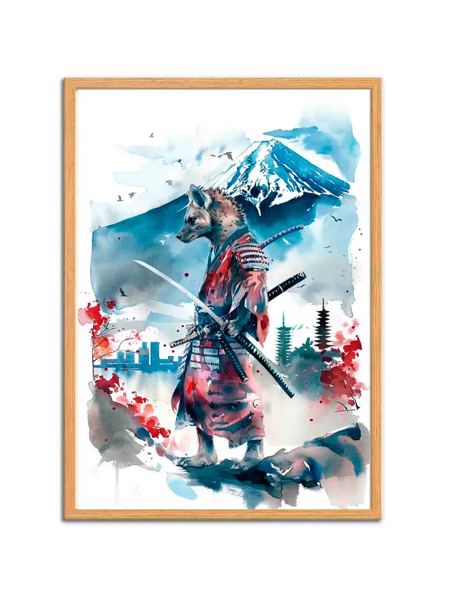 Гиена-животное-самурай 2, Плакат 30x42см