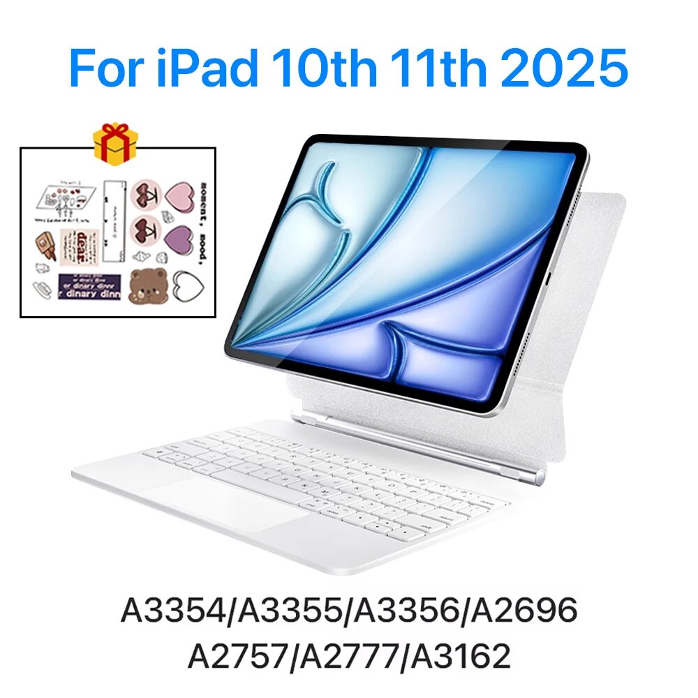 Magic Keyboard Case for iPad 11/10/Pro 11/12.9/13 Air 11/4/5 10.9" with Белый, White 1, English
