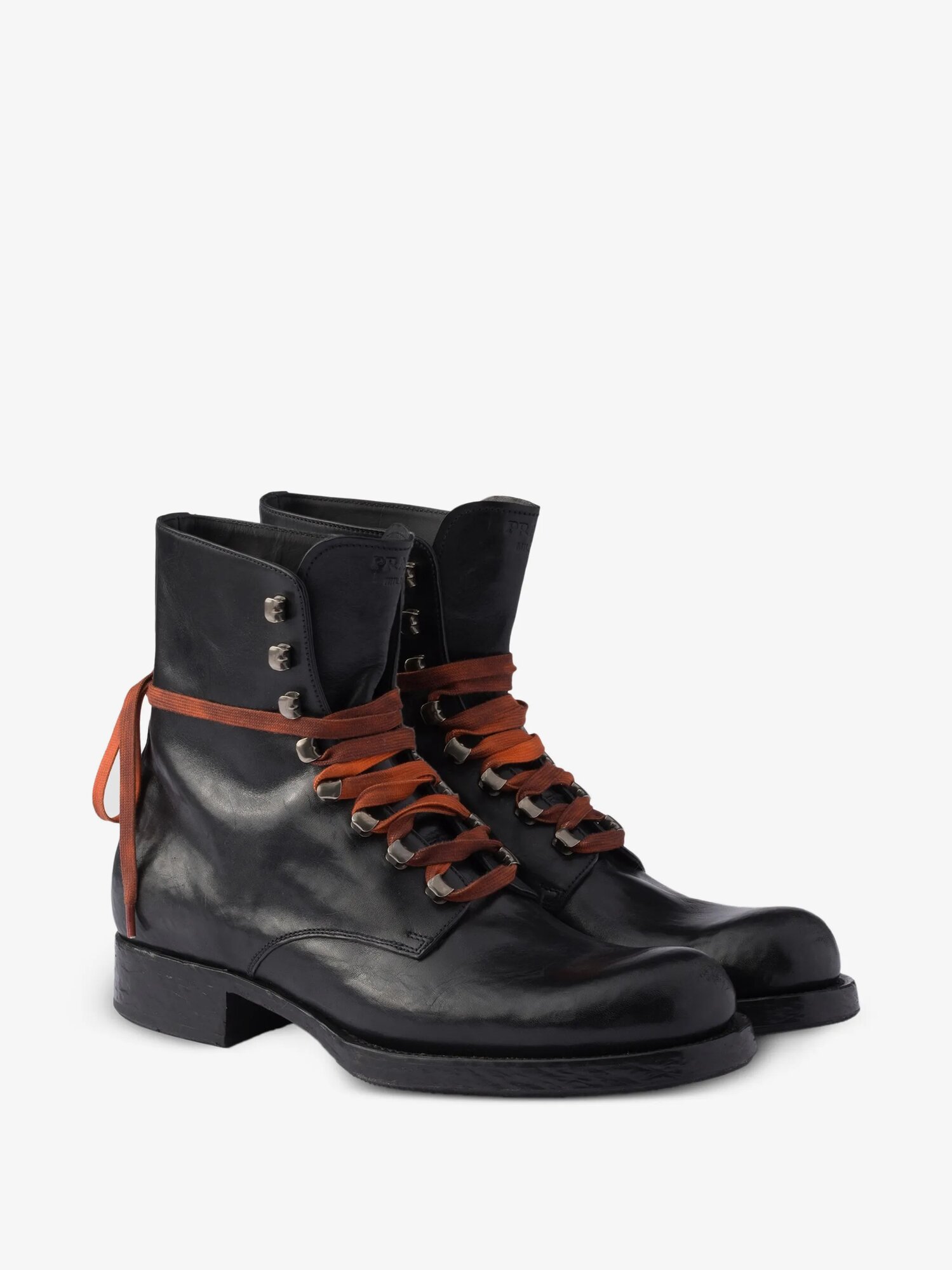 Ботинки Prada Leather laced booties, размер 7.5 UK, black — фото 1