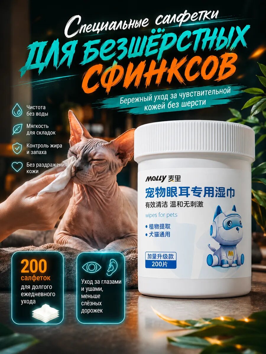 Салфетки для сфинксов влажные