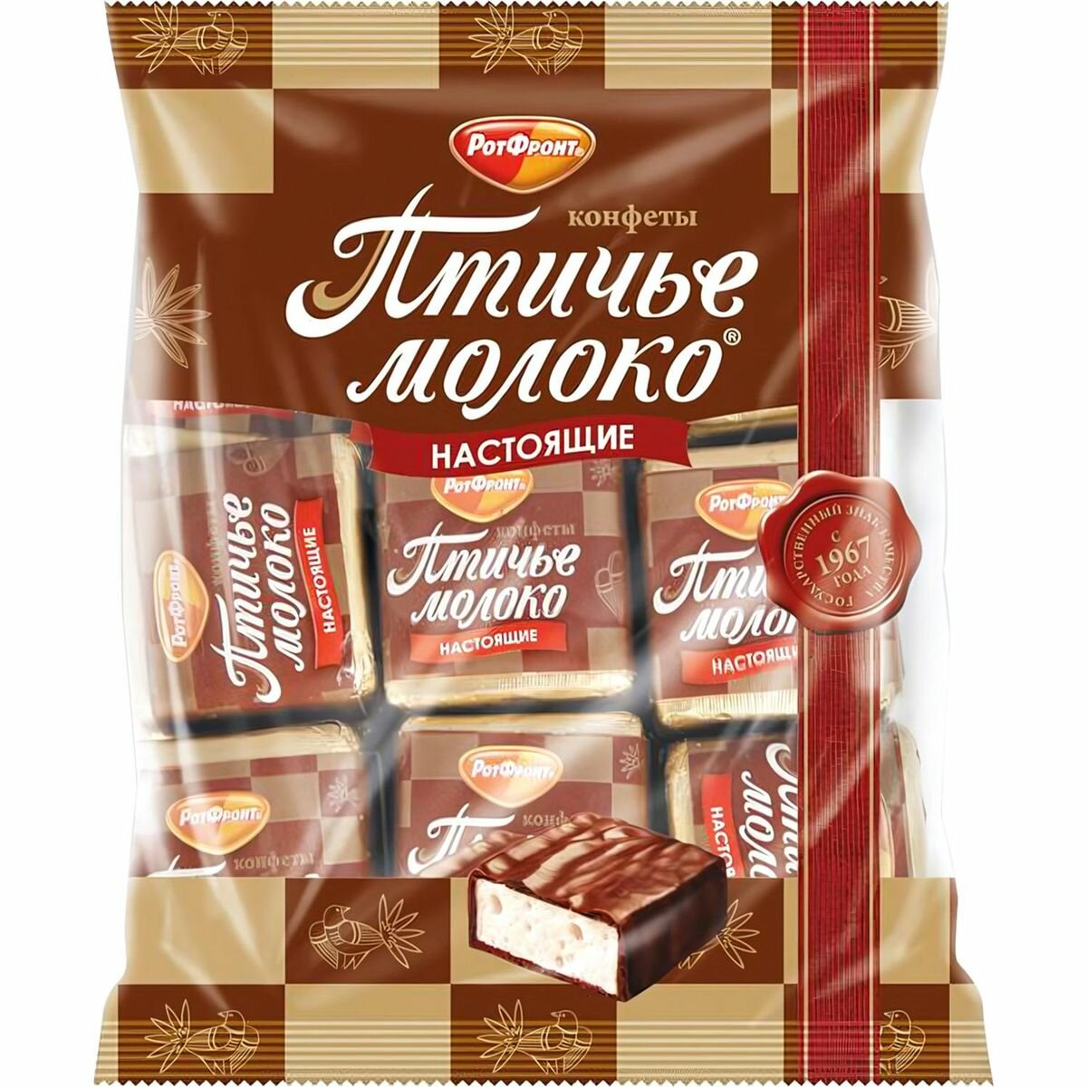 Конфеты шоколадные Рот Фронт Птичье молоко сливочно-ванильн, 225г (1593040)