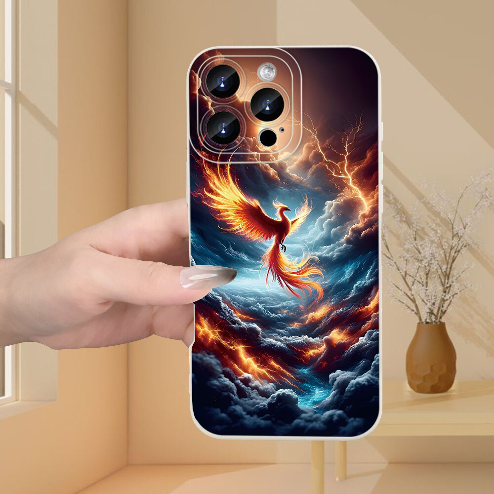 Чехол TPU для смартфона с рисунком феникса, черный