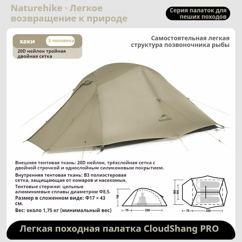 Naturehike Туристическая палатка на 1-3 человека CNK2350WS020