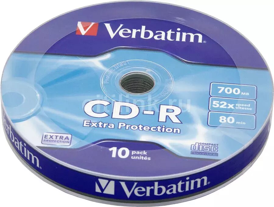 Оптический диск Verbatim CD-R 700MB 52X Extra Protection, Bulk, 10 шт