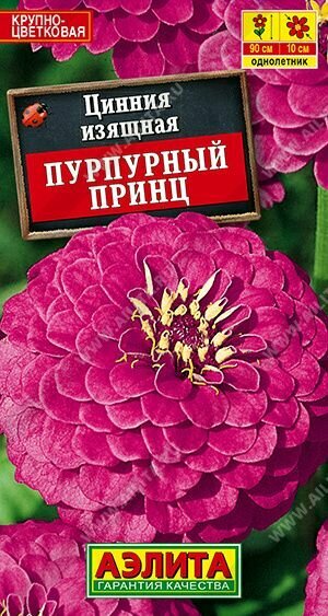 Семена Цинния Пурпурный принц- обильноцветущая , кустовая , срезочная , 0.3 гр. Аэлита