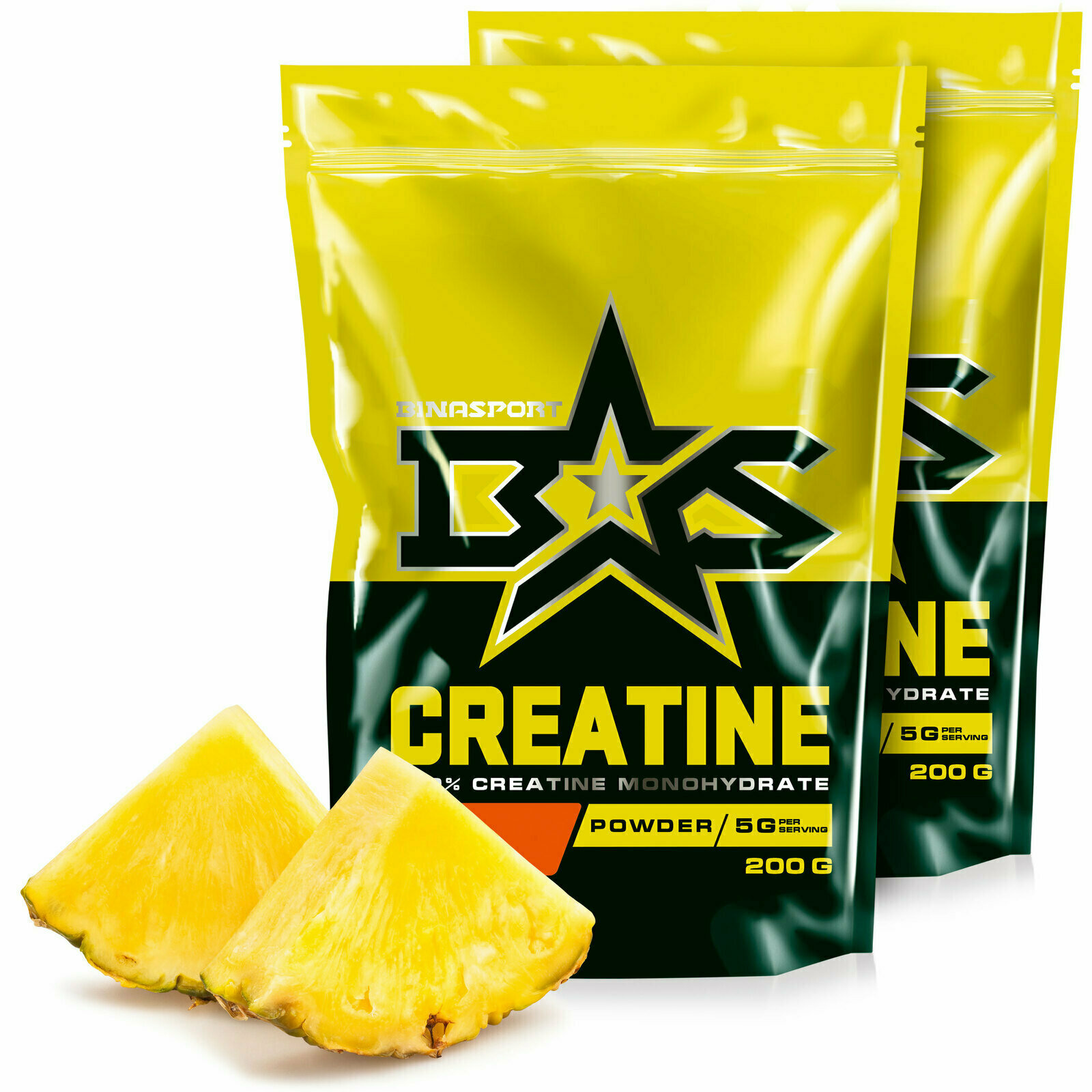 (2 УП!) Креатин моногидрат порошок Binasport "Creatine" 400 г со вкусом ананаса