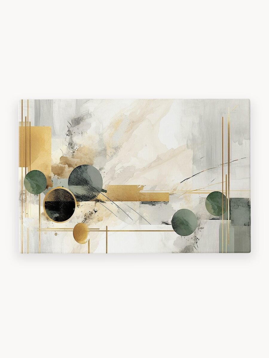 Интерьерная картина "Геометрии в бежевом" на натуральном хлопковом холсте, большая, размер 40 на 60/ 40х60 см