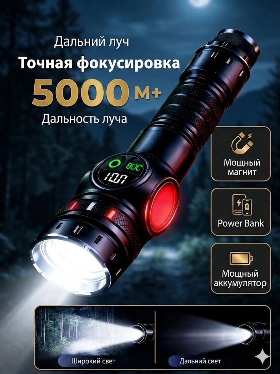 Фонарь ручной аккумуляторный мощный