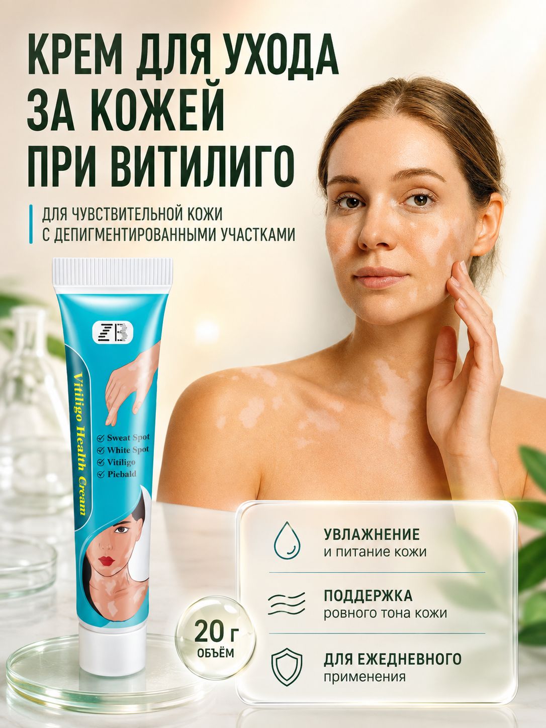 Крем от витилиго для ухода за кожей от белых пятен