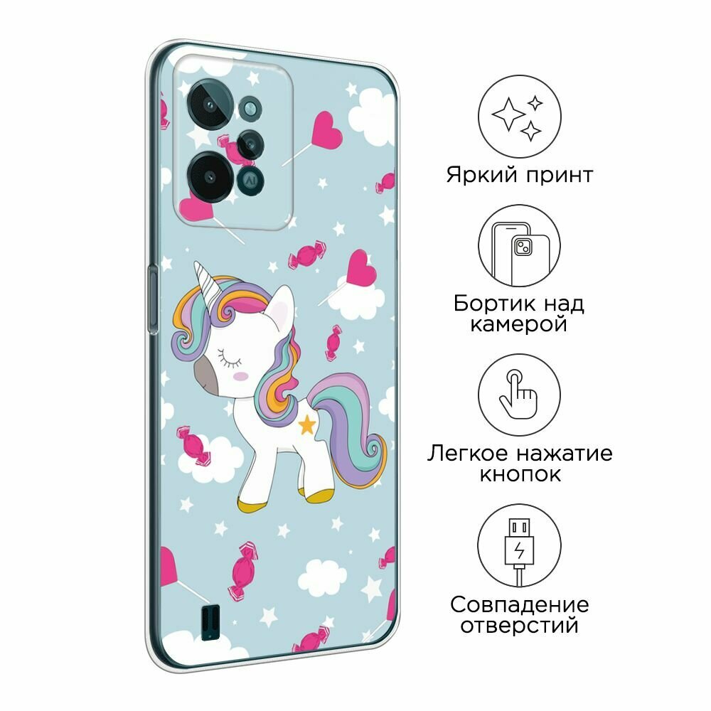 Чехол на Realme C31 / Реалми C31 с принтом "Сладкий единорожек" — фото 1