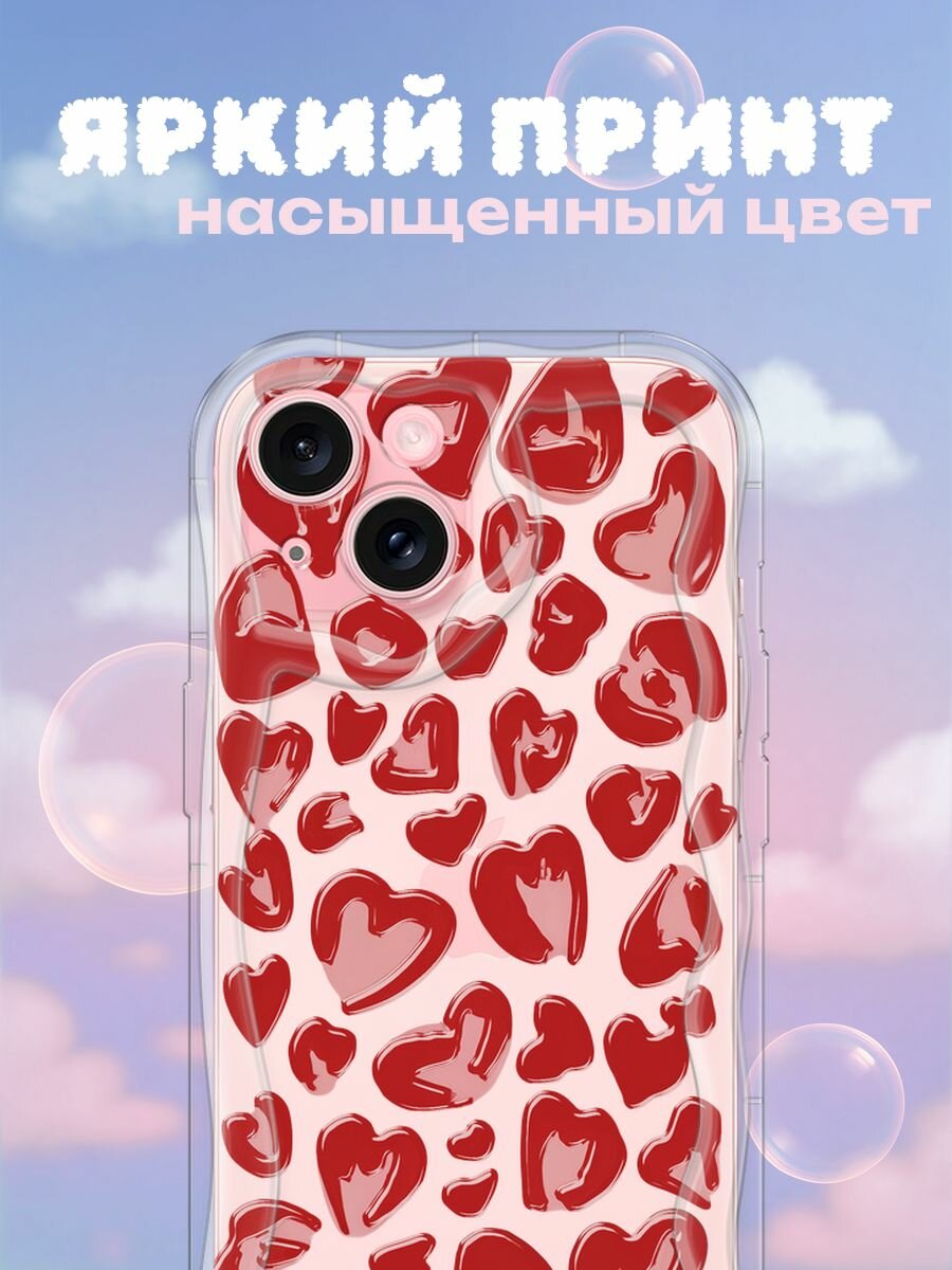 Чехол на Apple iPhone 15 / Айфон 15 с принтом Множество красных сердец — фото 1