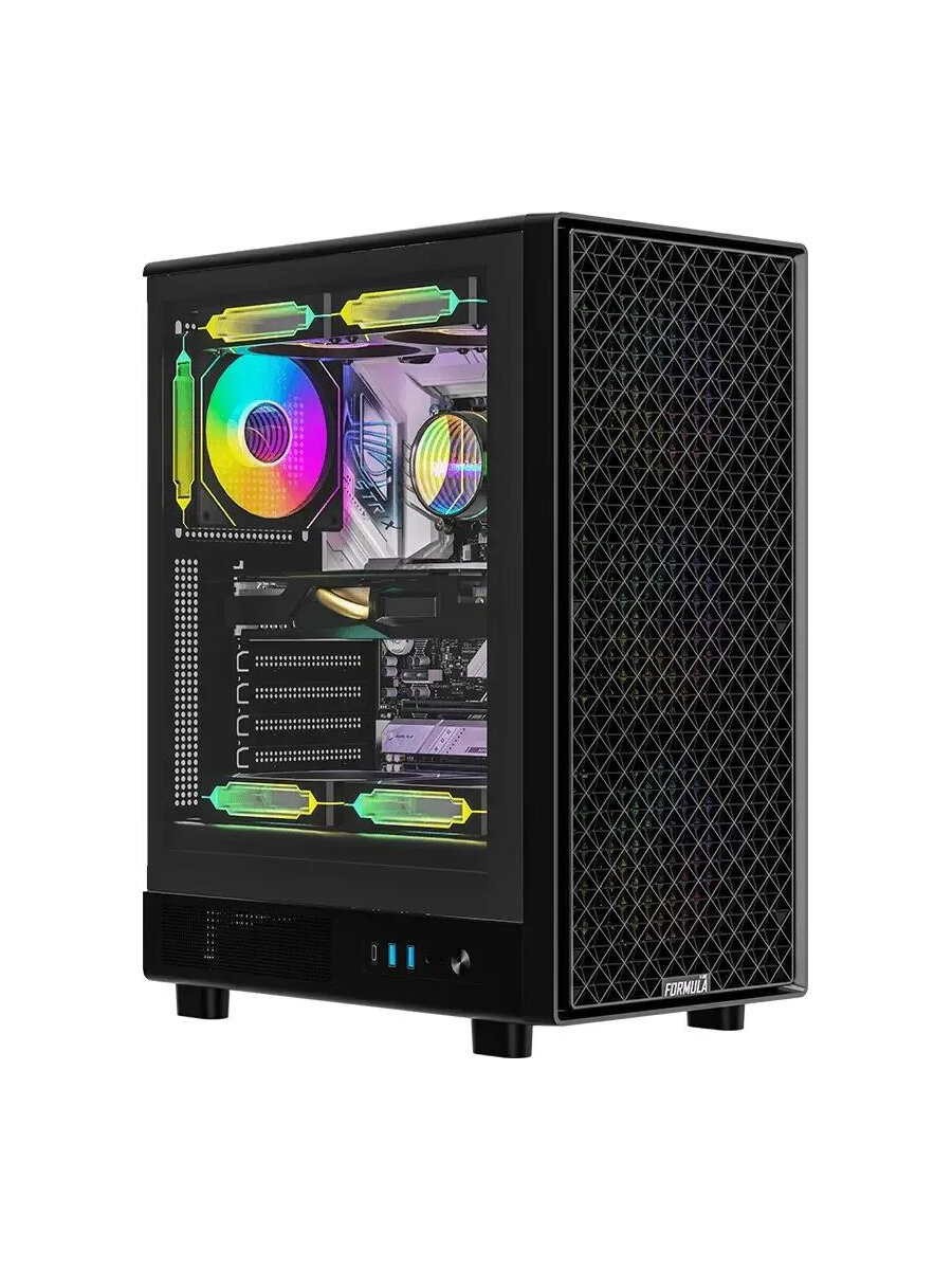 Корпус FORMULA (AEROCOOL) MidTower Mana Dynamic black (ATX, без БП, 2xUSB3.0+USB3.1, 4x120mm ARGB) (Mana Dynamic Black)