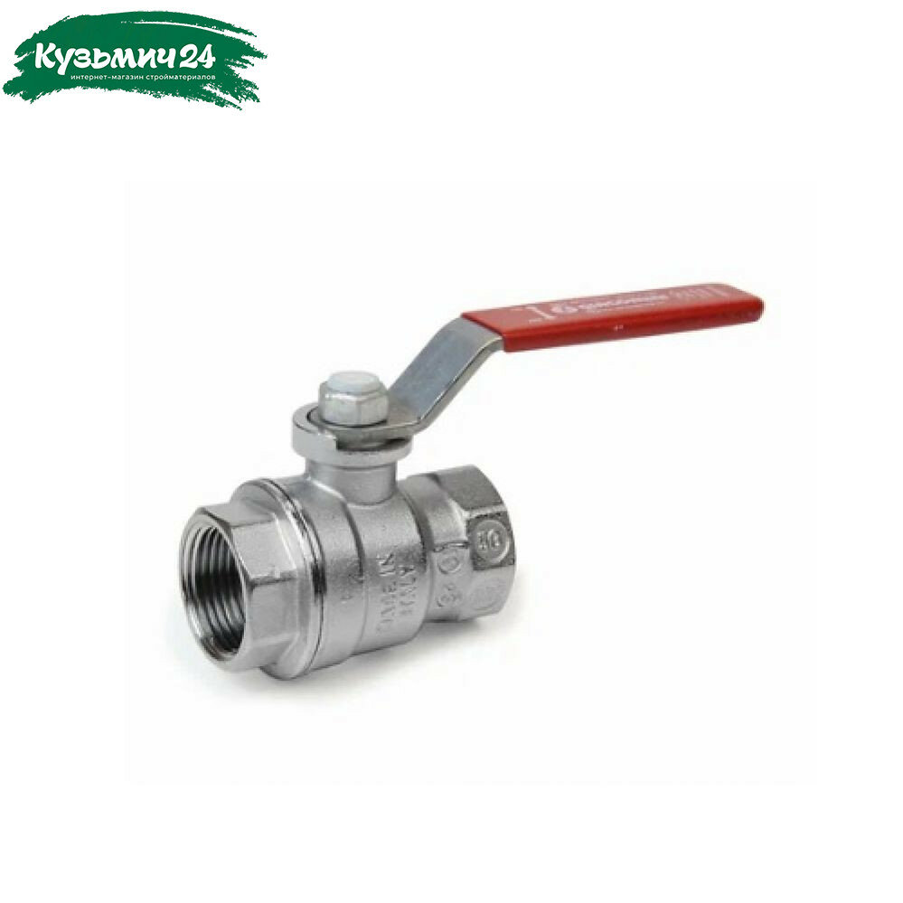 Кран шаровой Giacomini R850, полнопроходной, 1", ВВ, ручка-рычаг красный, латунь, хромированный