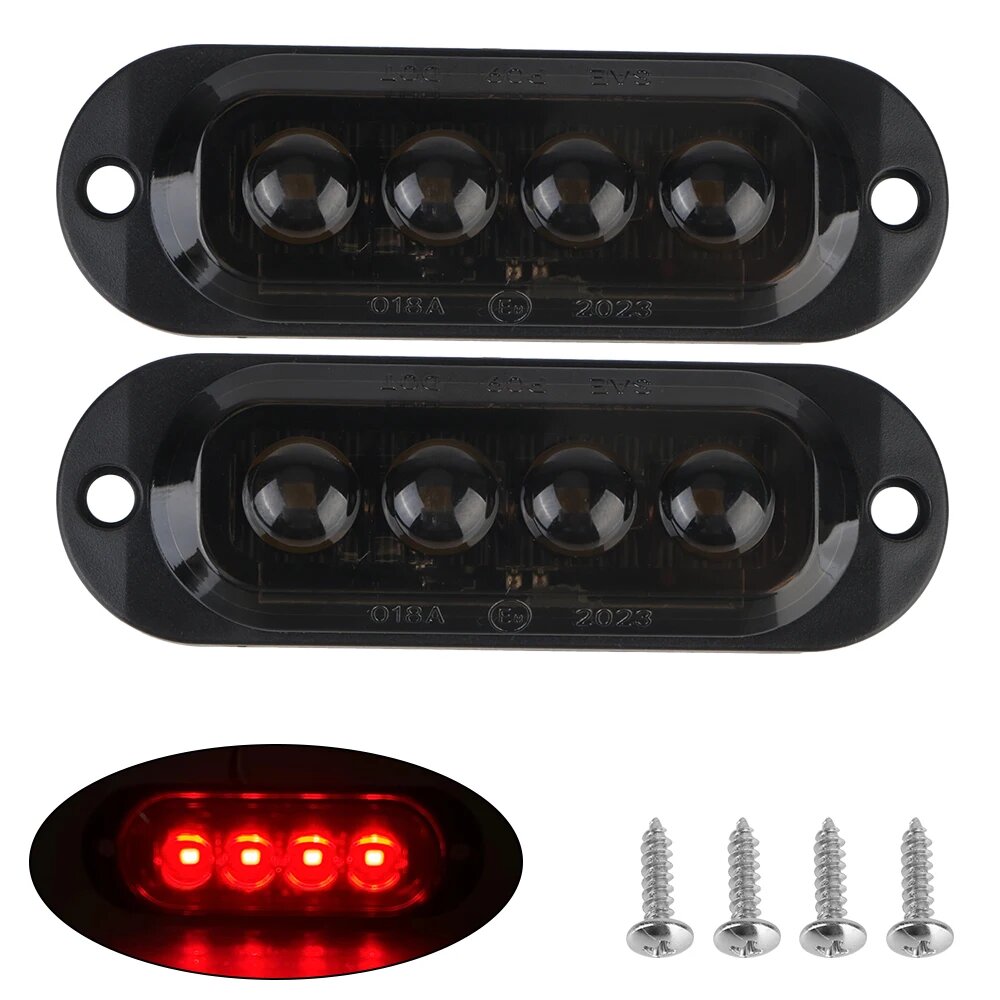4 LED Боковые Габаритные Фонари Черно-Красные 12/24В