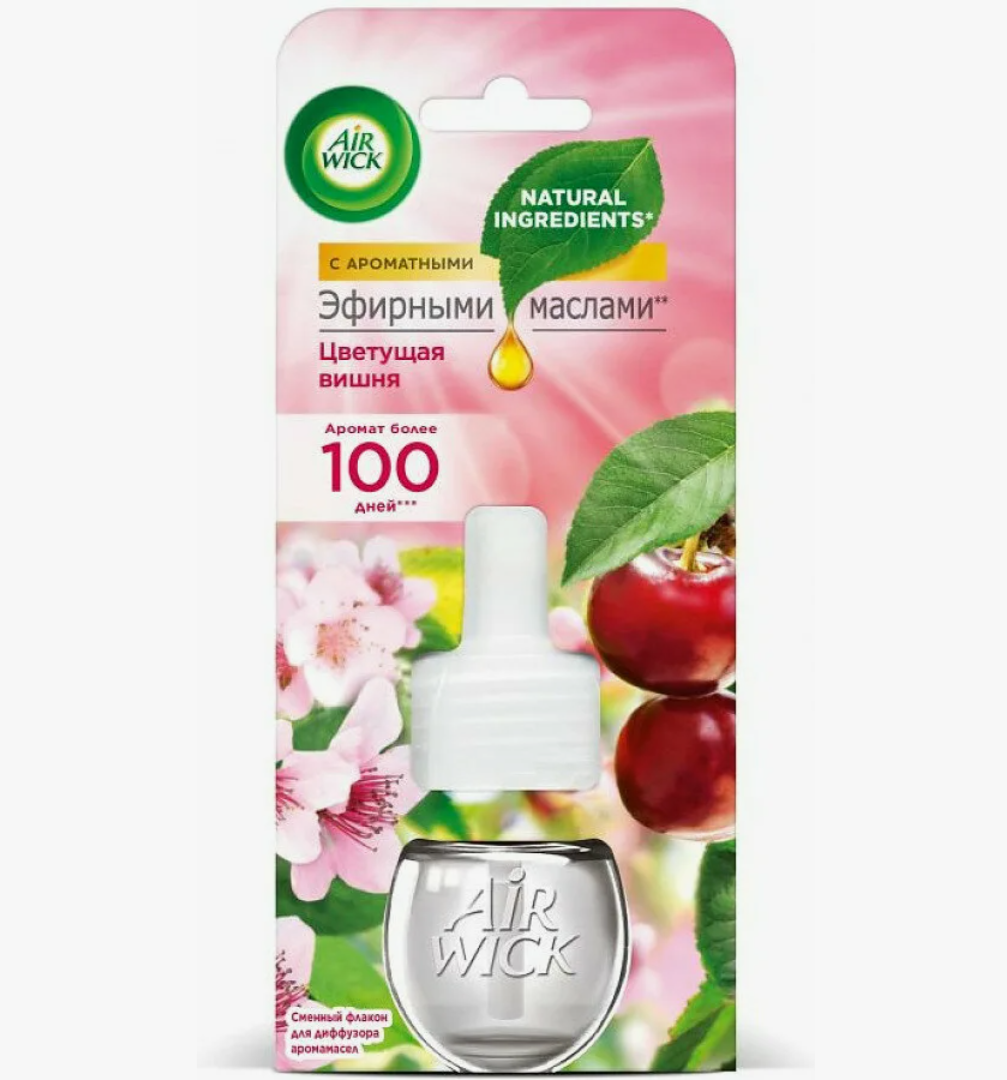 Air wick Сменный флакон для электрического ароматического диффузора аромамасел Цветущая вишня, 19 мл.