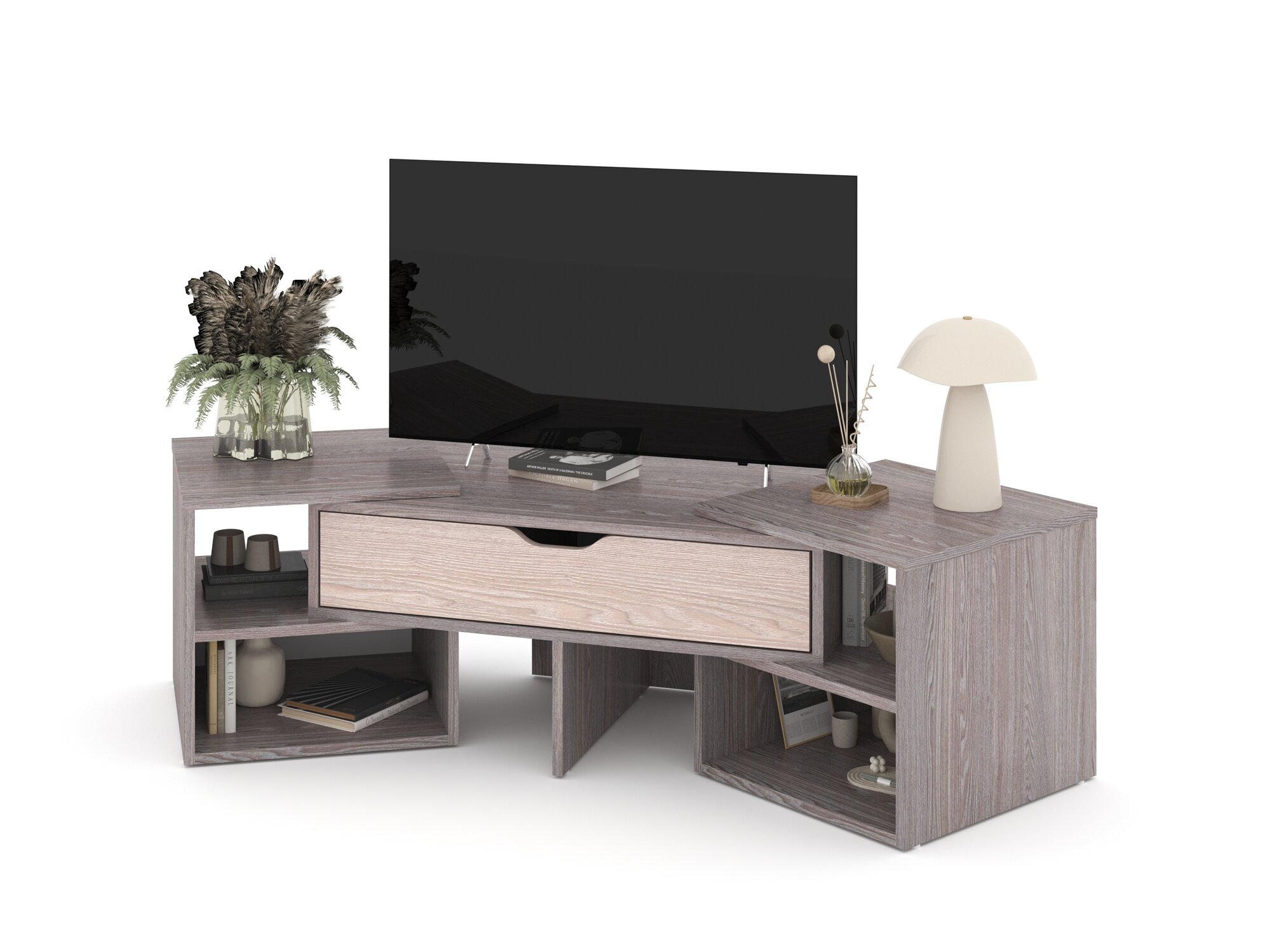 Есэндвич Смарт 6 Тумба под телевизор прямая/угловая 140х45х40 см (Анкор тёмный/Анкор светлый)