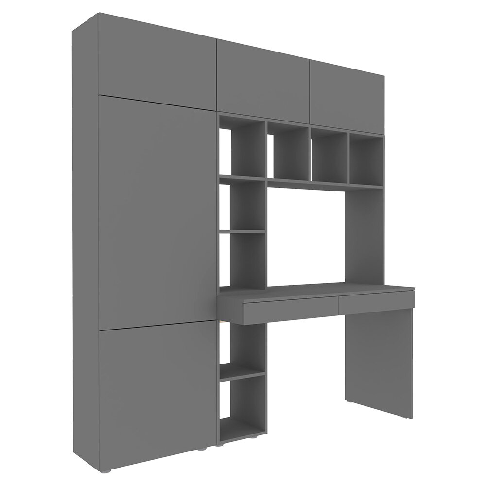 Стол письменный со стеллажом и шкафом 1800 Темно-серый Темно-серый